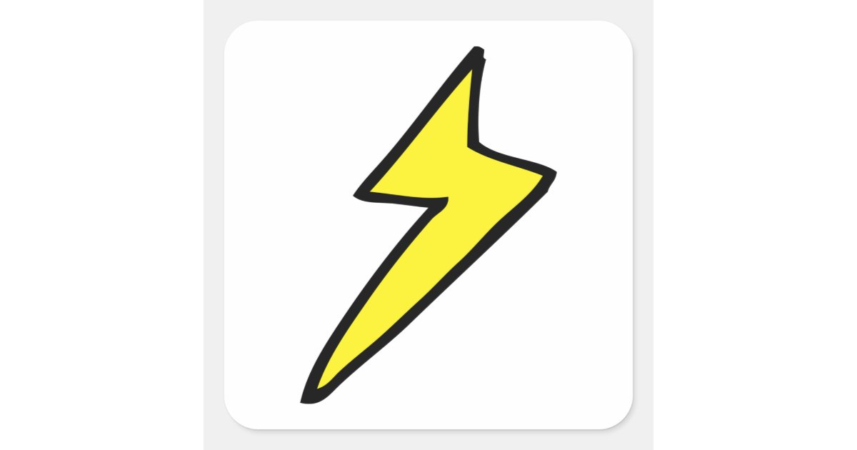 Yellow Lightning Bolt Square Sticker | Zazzle