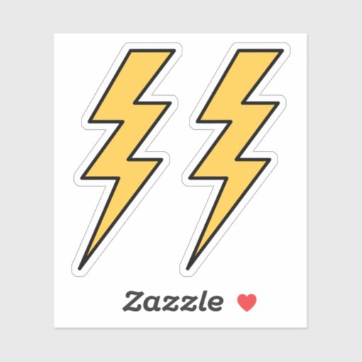 Yellow lightning bolts sticker | Zazzle