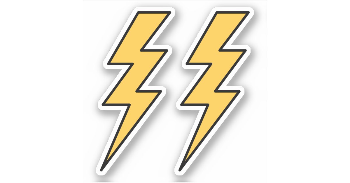Yellow lightning bolts sticker | Zazzle