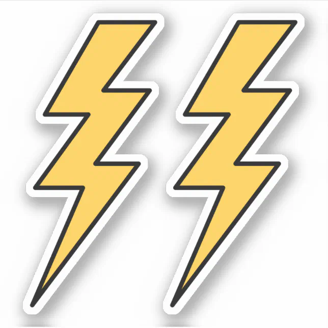Yellow lightning bolts sticker | Zazzle