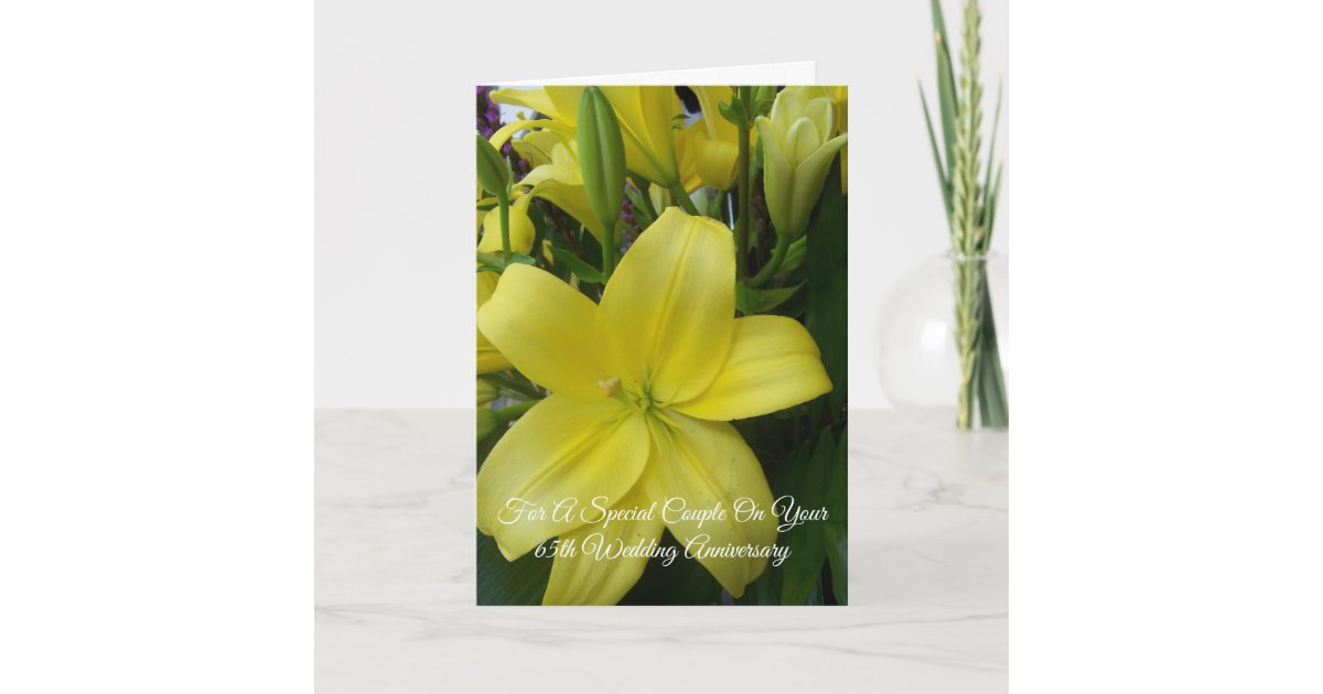 Yellow Lily Personalised 65th Wedding Anniversary Card | Zazzle