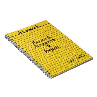 Yellow Lined School Paper Homework Assignments Notebook | Zazzle