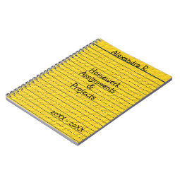 Yellow Lined School Paper Homework Assignments Notebook | Zazzle