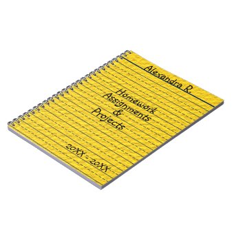 Yellow Lined School Paper Homework Assignments Notebook | Zazzle