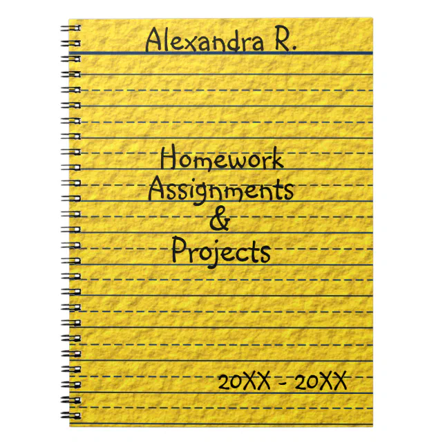 Yellow Lined School Paper Homework Assignments Notebook | Zazzle