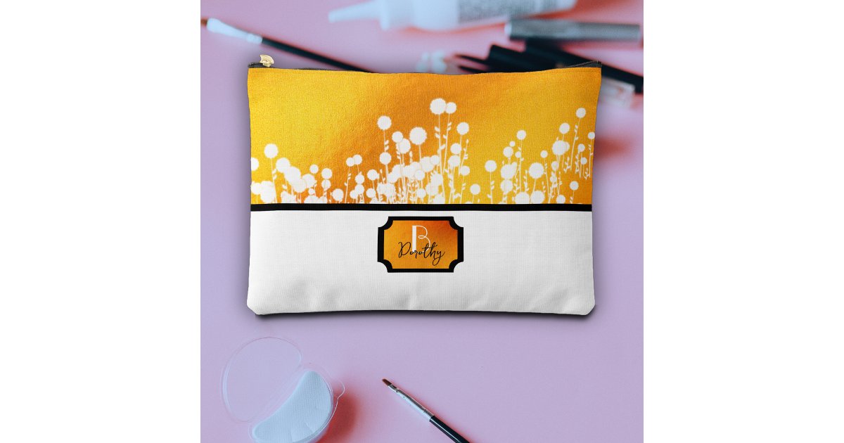 Yellow magic flowers accessory pouch | Zazzle