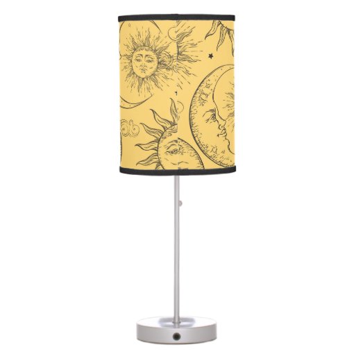 Yellow Magic Vintage Celestial Sun Moon Stars Table Lamp | Zazzle