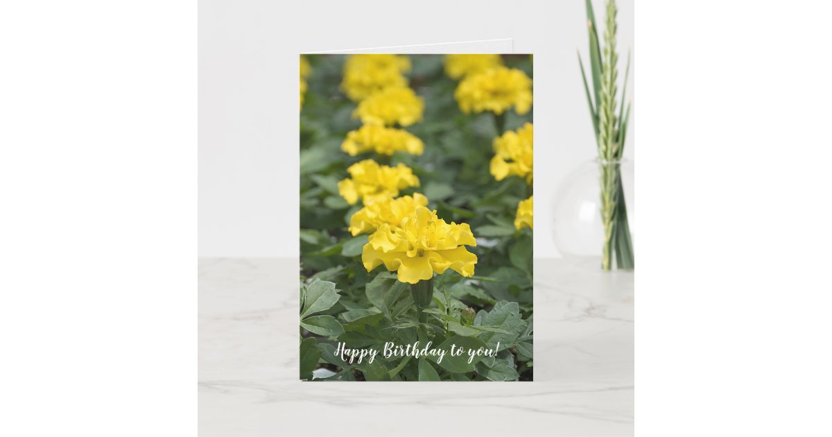 yellow marigold-happy birthday card | Zazzle