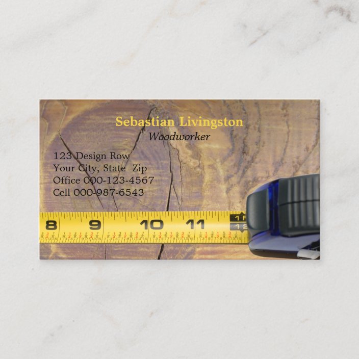 Yellow Measuring Tape Woodworking Professional Business Card | Zazzle