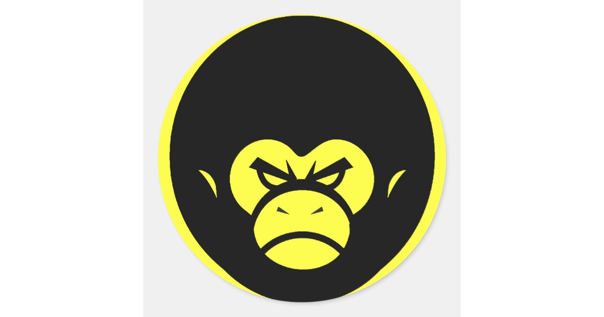 Yellow Million Monkey Logo Classic Round Sticker | Zazzle