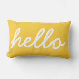 Yellow Modern Hello Throw Pillow | Zazzle