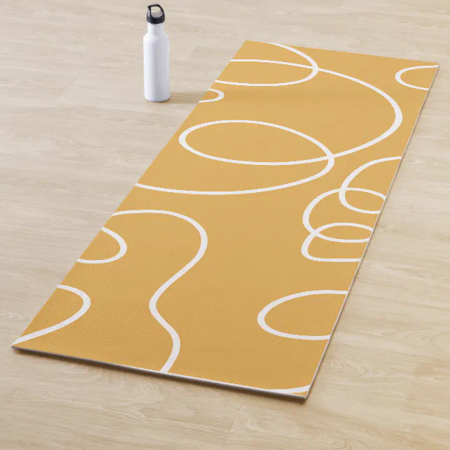 Yellow Modern Minimal Line Brush Strokes Yoga Mat | Zazzle