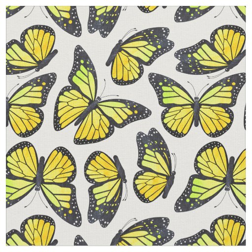 Yellow Monarch Butterfly Pattern Fabric | Zazzle