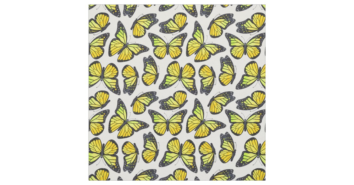 Yellow Monarch Butterfly Pattern Fabric | Zazzle