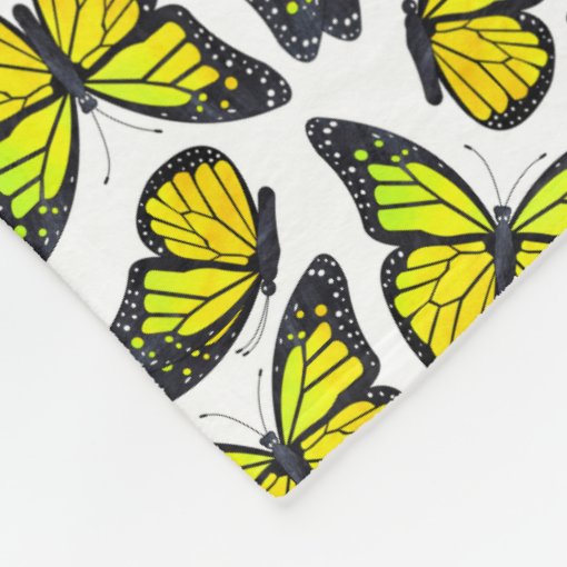 Yellow Monarch Butterfly Pattern Fleece Blanket | Zazzle
