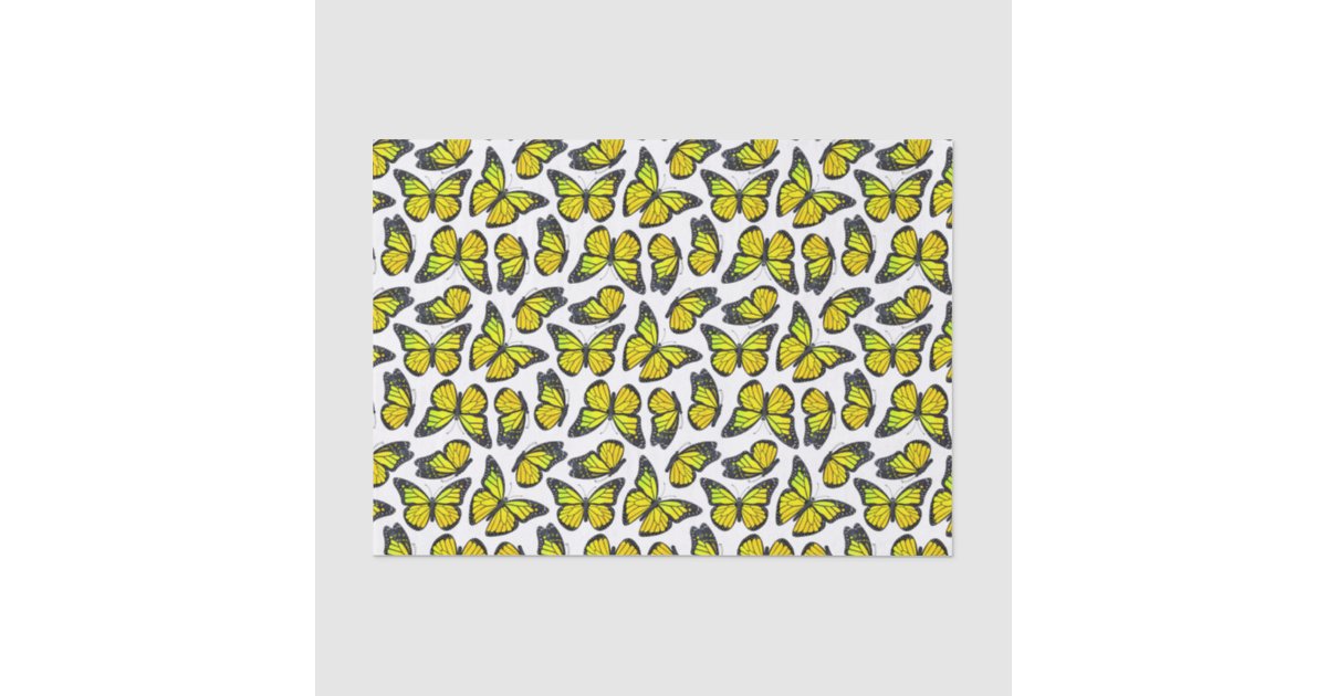 Yellow Monarch Butterfly Pattern Tissue Paper | Zazzle
