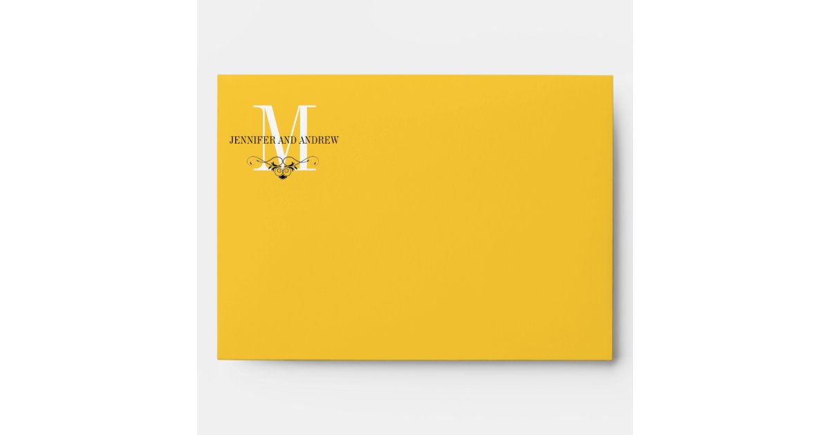 Yellow Monogram Chandelier A7 Envelopes | Zazzle