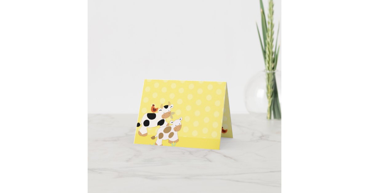 Yellow Moo Cows Note Card | Zazzle
