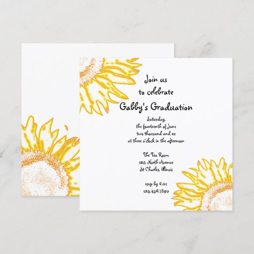 Yellow Neon Sunflower Graduation Party Invitation | Zazzle