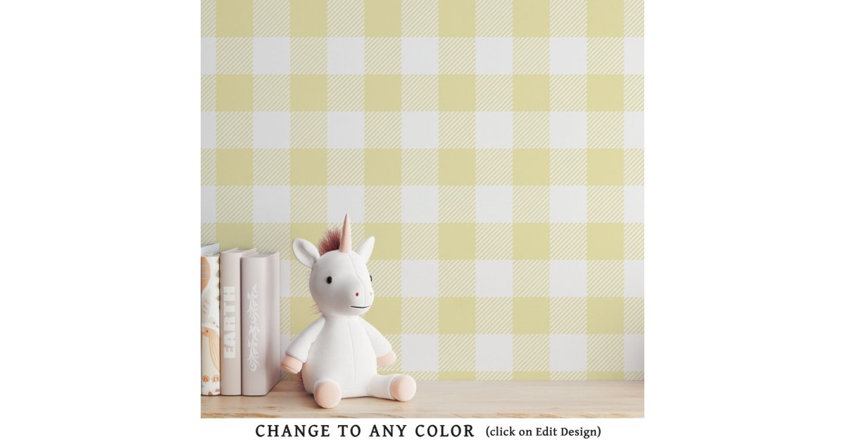 Yellow Neutral Baby Gingham Nursery Wallpaper Wallpaper | Zazzle