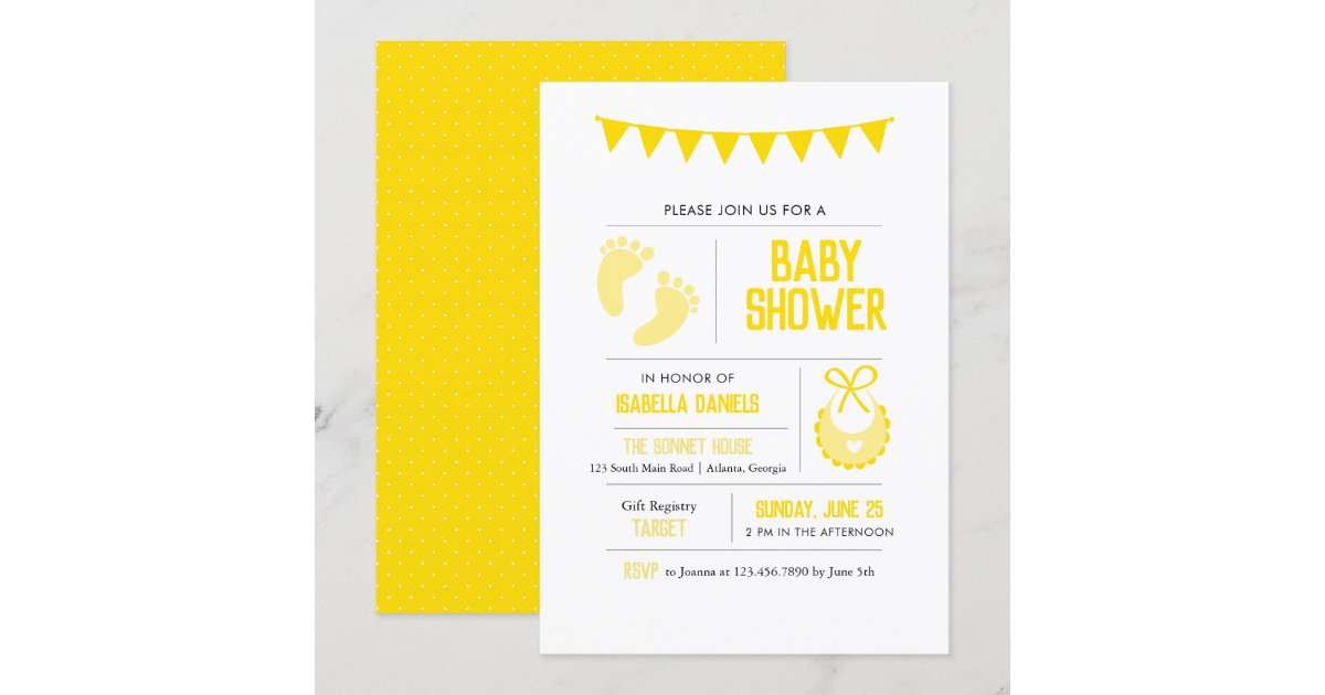 Yellow Neutral Baby Shower Invitation | Zazzle