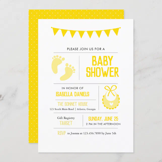 Yellow Neutral Baby Shower Invitation | Zazzle