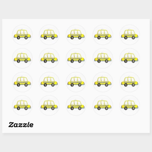 Yellow New York City NYC Taxi Checkered Cab Cabbie Classic Round ...