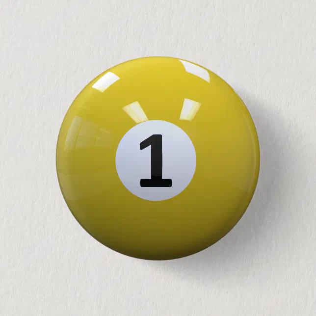 Yellow No. 1 Billiard Pool Ball Button | Zazzle