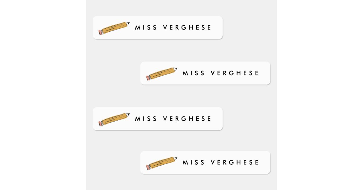 Yellow No. 2 Pencil Teachers Personalized Name Labels | Zazzle