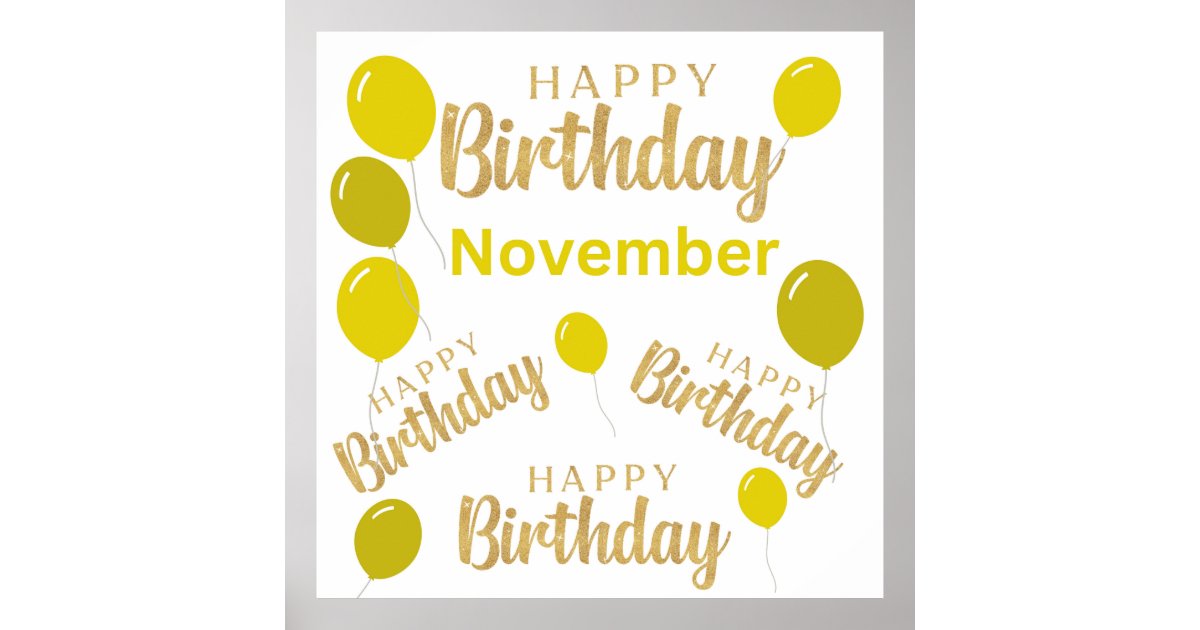 Yellow November birthday party Poster | Zazzle