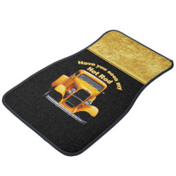 Yellow old roadster with gold black foill design car mat | Zazzle