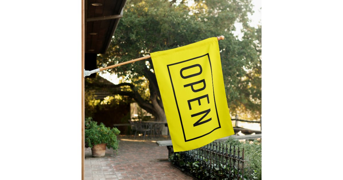 YELLOW OPEN SIGN FLAG | Zazzle