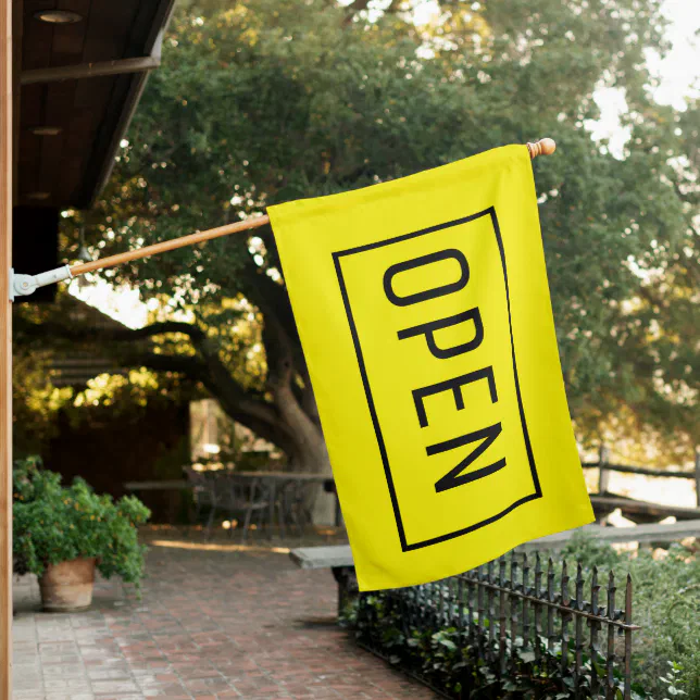 YELLOW OPEN SIGN FLAG | Zazzle