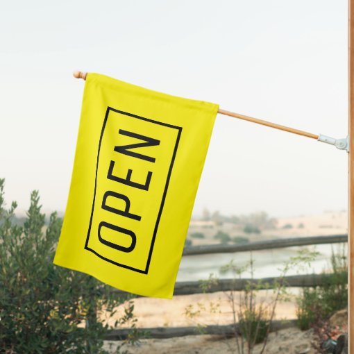 YELLOW OPEN SIGN FLAG | Zazzle