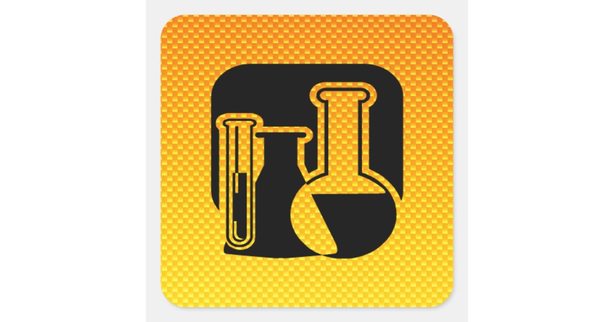 Yellow Orange Chemistry Square Sticker | Zazzle