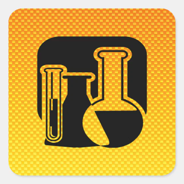 Yellow Orange Chemistry Square Sticker | Zazzle