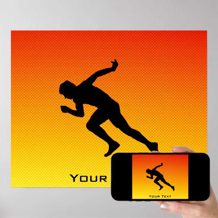 Yellow Orange Running Poster | Zazzle