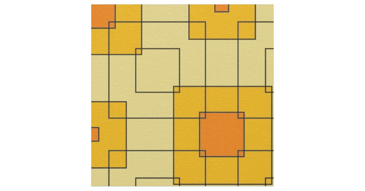 Yellow & Orange Squares Op Art Geometric Pattern Fabric | Zazzle