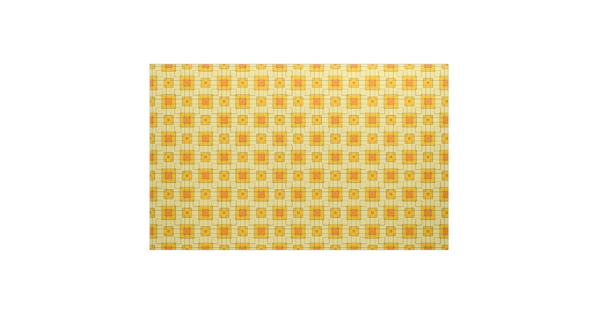 Yellow & Orange Squares Op Art Geometric Pattern Fabric | Zazzle