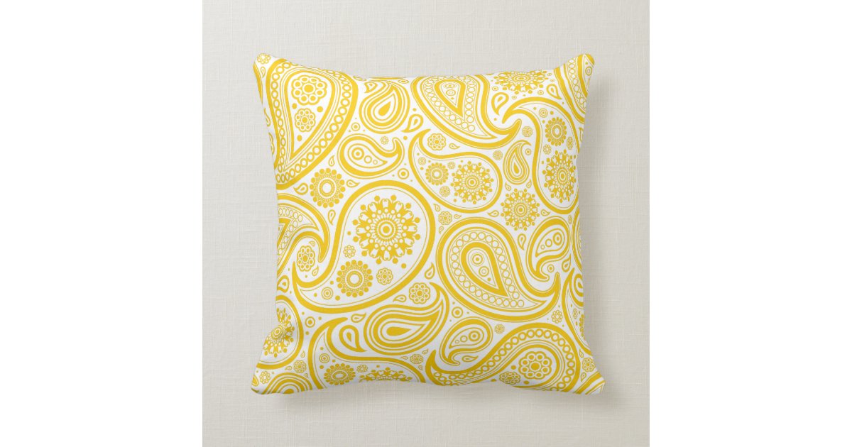Yellow Paisley Floral Pattern Pillow | Zazzle.com