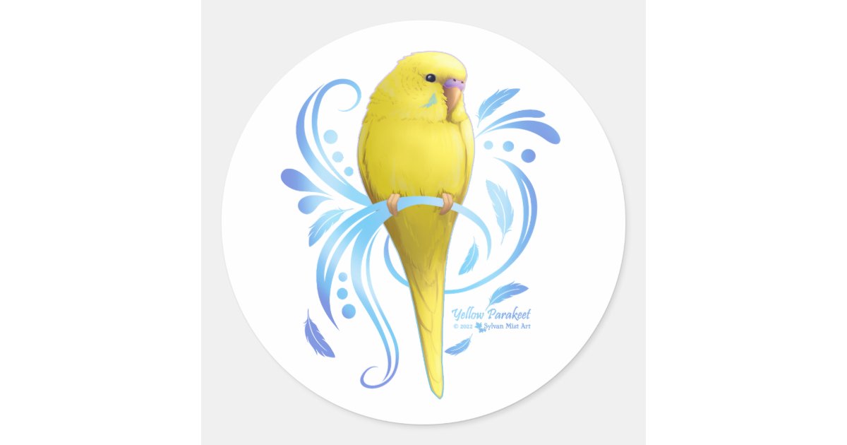 Yellow Parakeet Classic Round Sticker | Zazzle