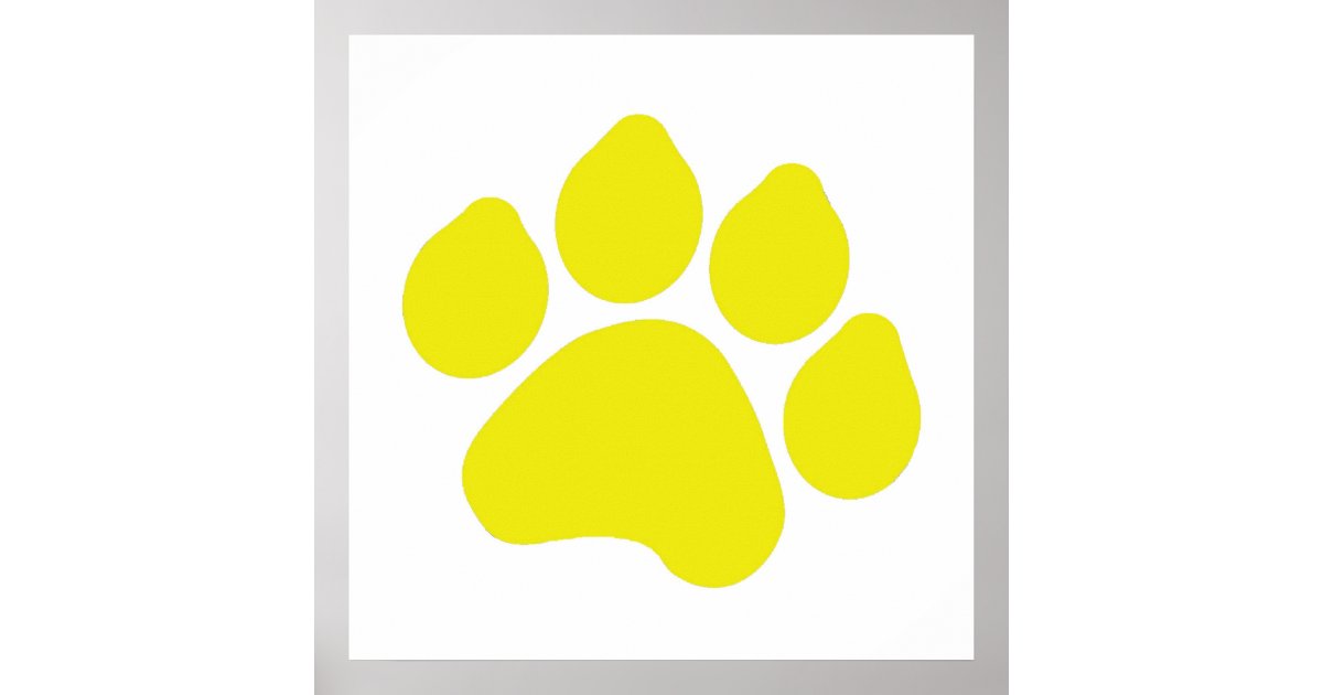 Yellow Paw Print Poster | Zazzle
