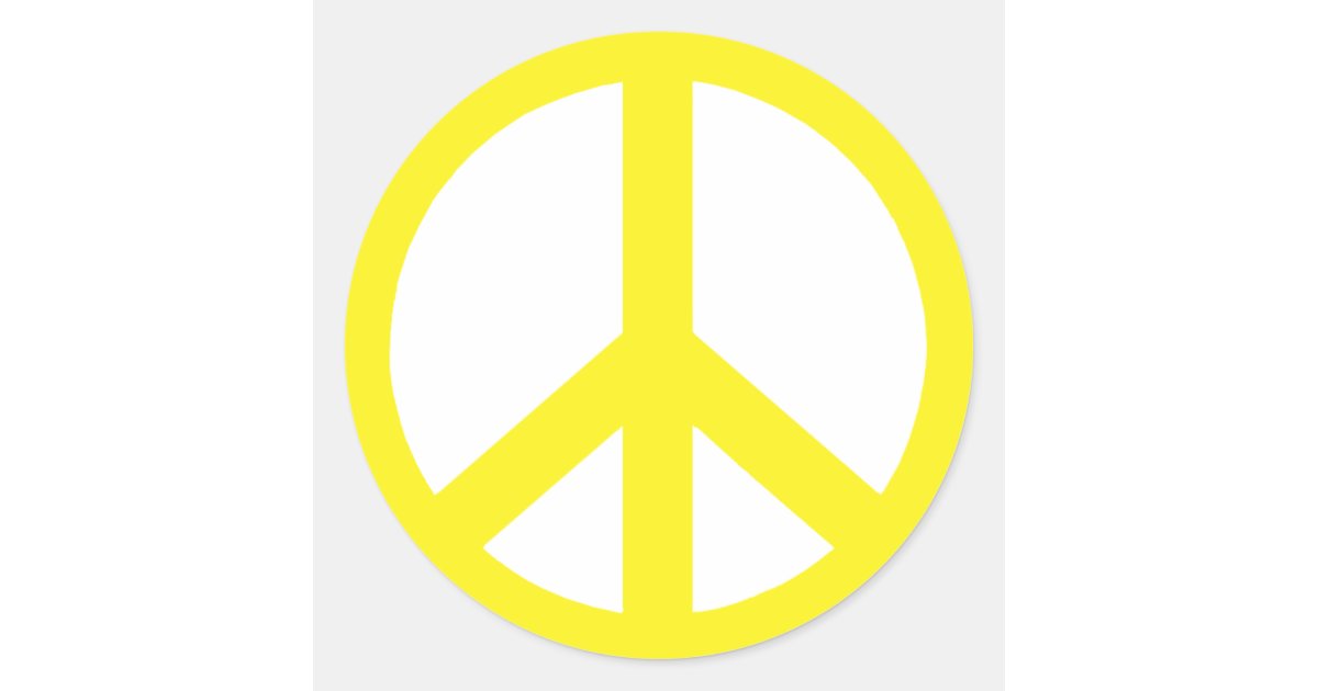 Yellow Peace Sign Classic Round Sticker | Zazzle
