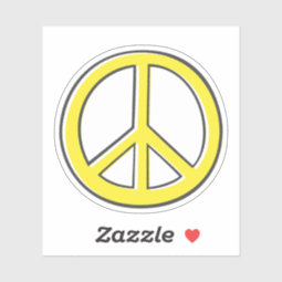 Yellow peace symbol sticker | Zazzle
