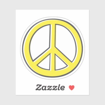 Yellow peace symbol sticker | Zazzle