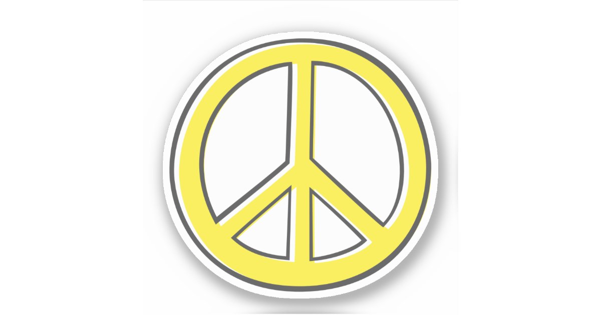 Yellow peace symbol sticker | Zazzle