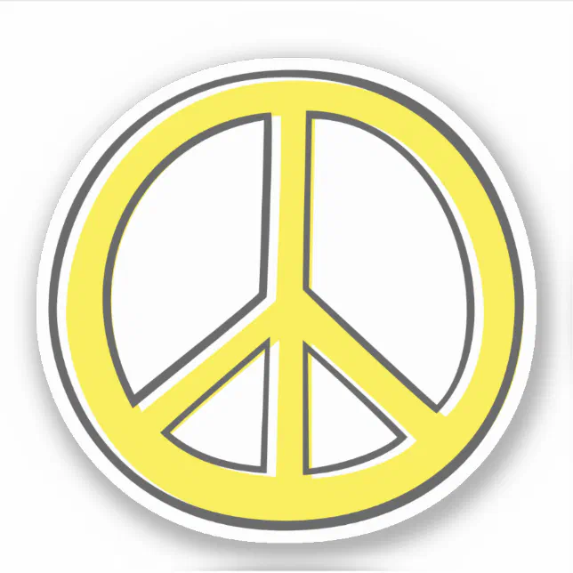 Yellow peace symbol sticker | Zazzle