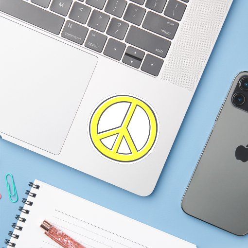 Yellow peace symbol sticker | Zazzle