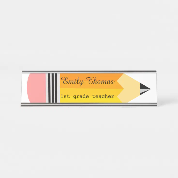 Yellow Pencil Teacher Desk Name Plate | Zazzle