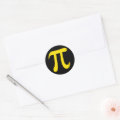 Yellow pi mathematical symbol on black stickers | Zazzle